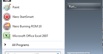 No Run Command in Windows 7 and How to Enable