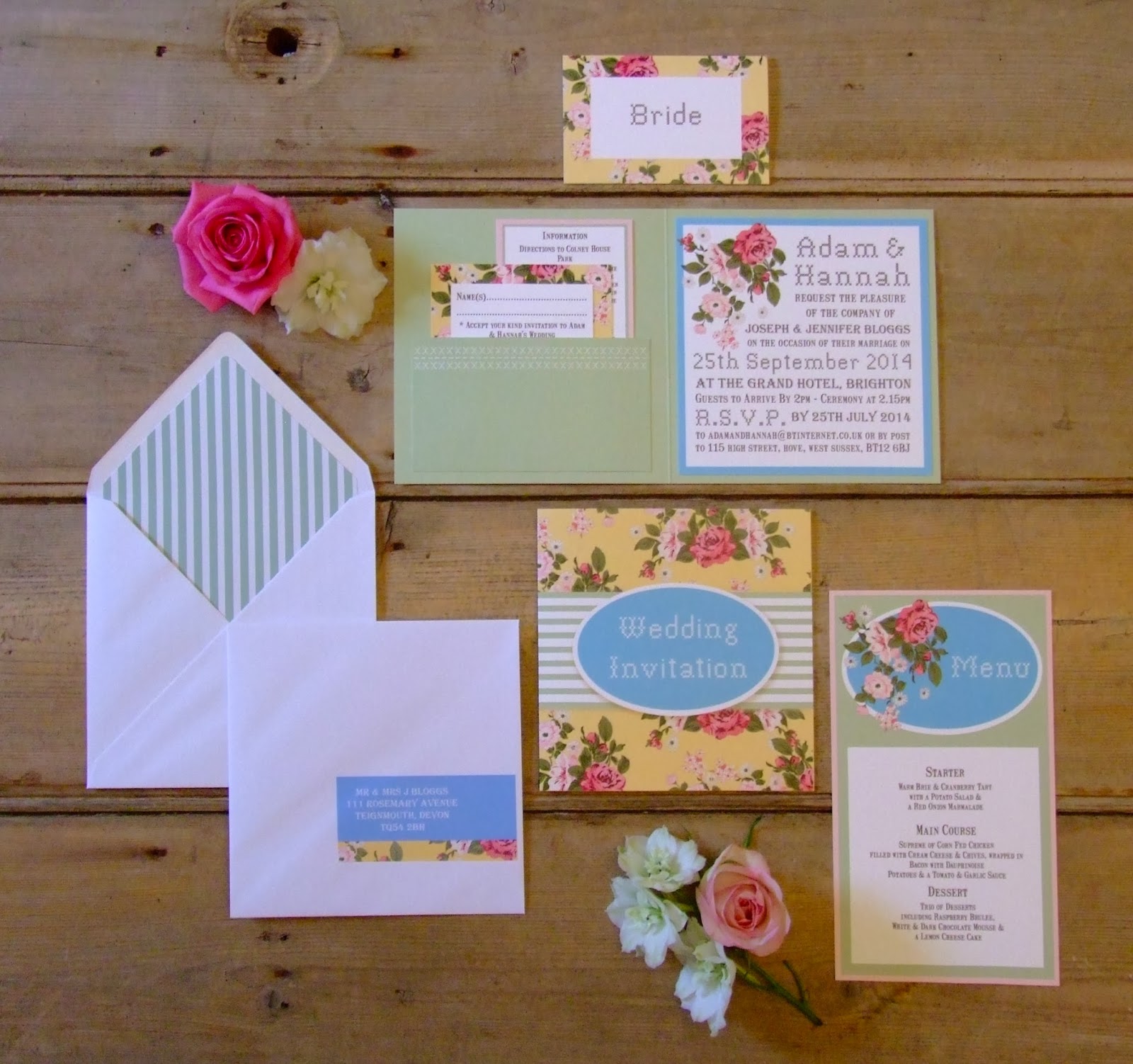 Rosie & Stitch - Fun Floral Embroidery Print Wedding Invitations ...