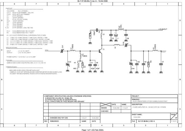 Circuit Amplfifier met BLY87_88_89 | RF Circuits