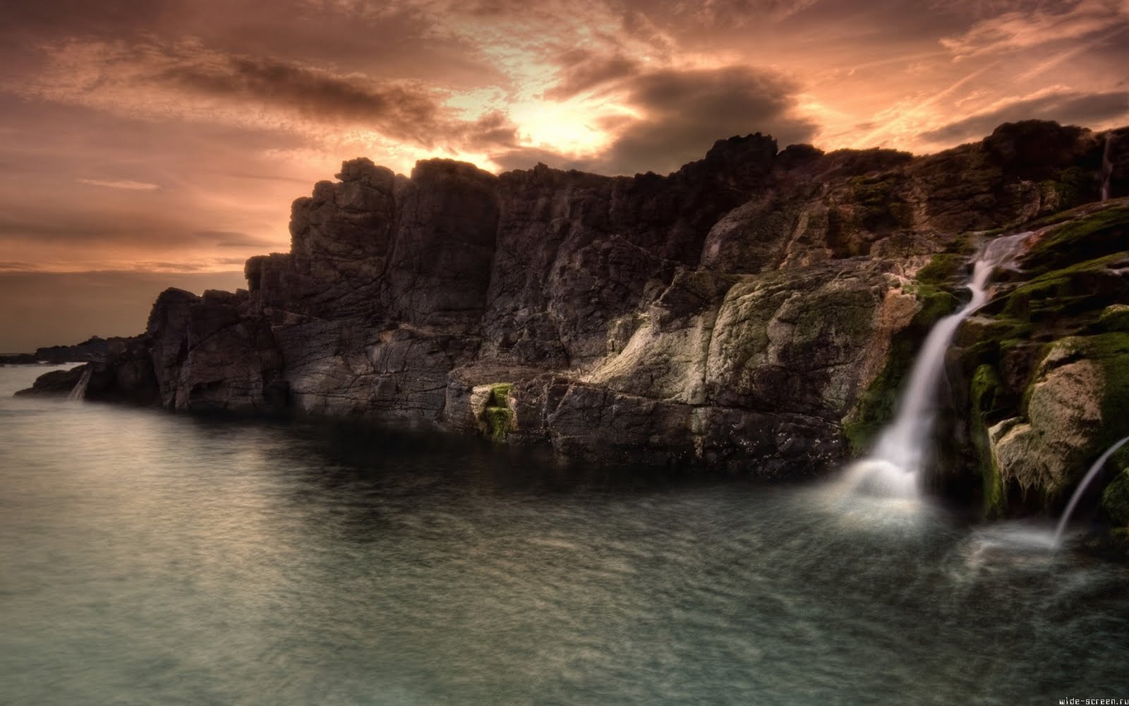 Exotic isle waterfall straight into the ocean HD Wallpaper ~ The ...