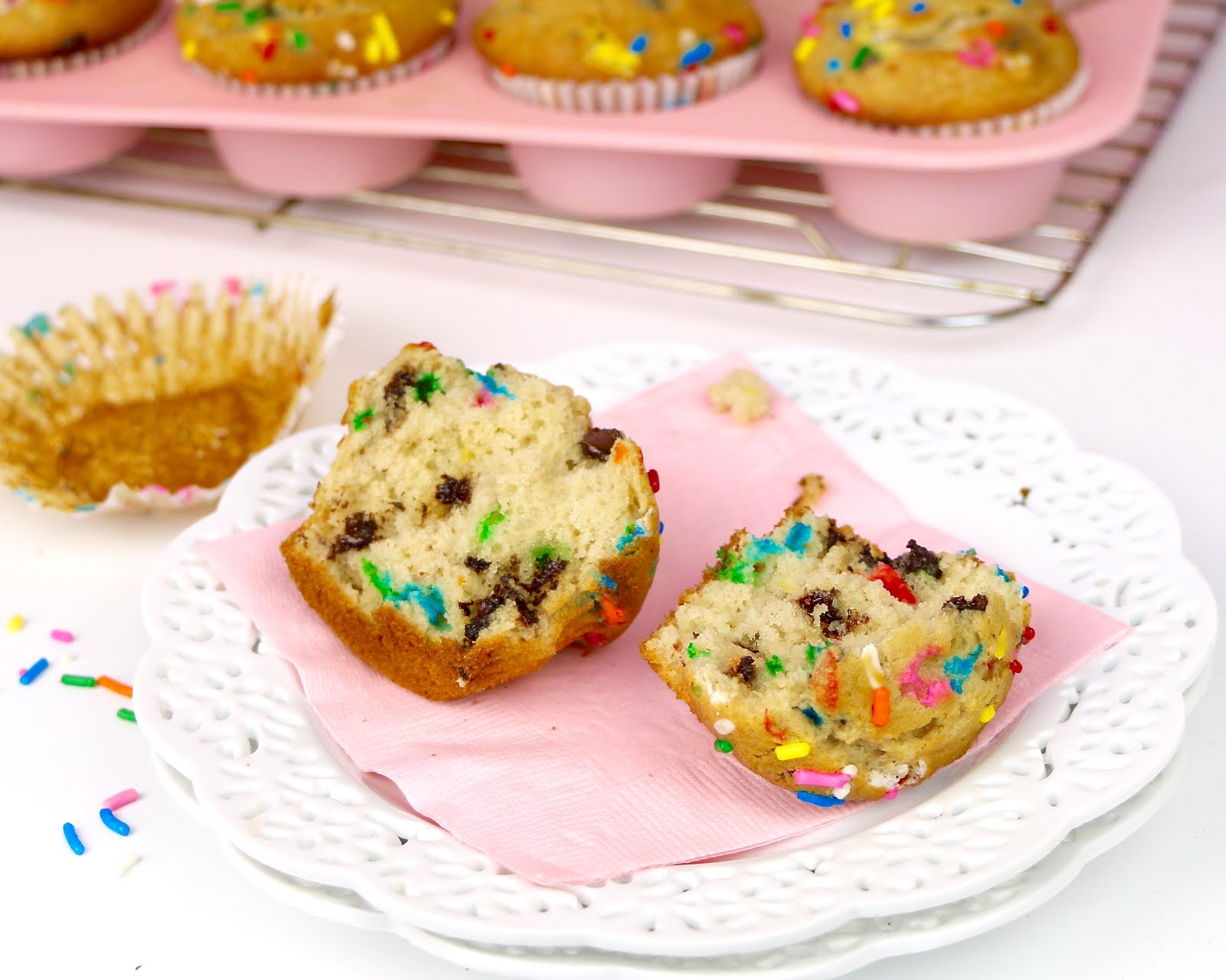 Funfetti Sprinkle Chocolate Chip Muffins - The Lindsay Ann