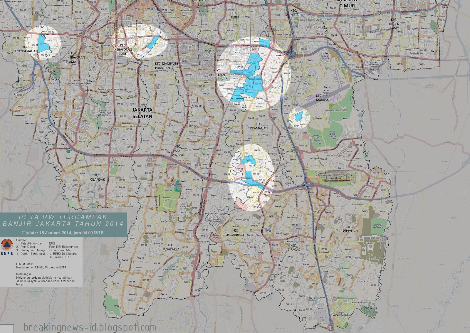 Breaking News Indonesia dan Dunia: Peta Banjir Jakarta 2014 dari BNPB