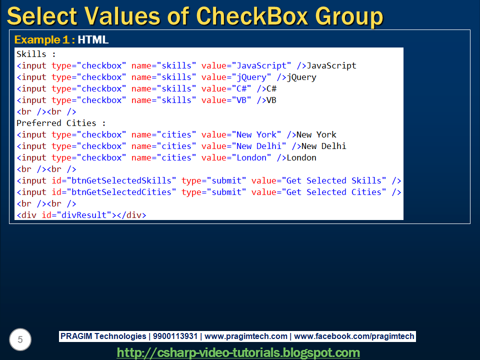 Sql server, .net and c# video tutorial: Select values of checkbox group ...