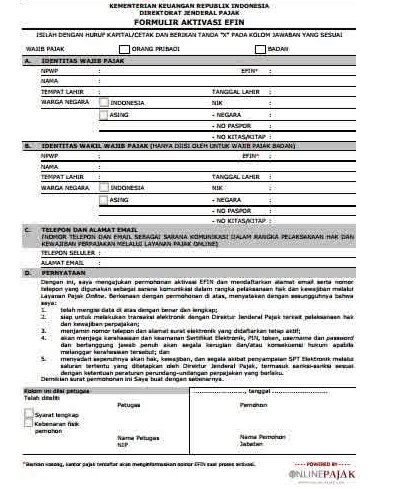 Cara Mendapatkan EFIN Pajak Tahun 2016 - Wadah Indormasi Terbaru