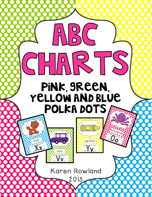 Adventures With Firsties: ABC Charts - Pink, Blue, Green and Yellow ...