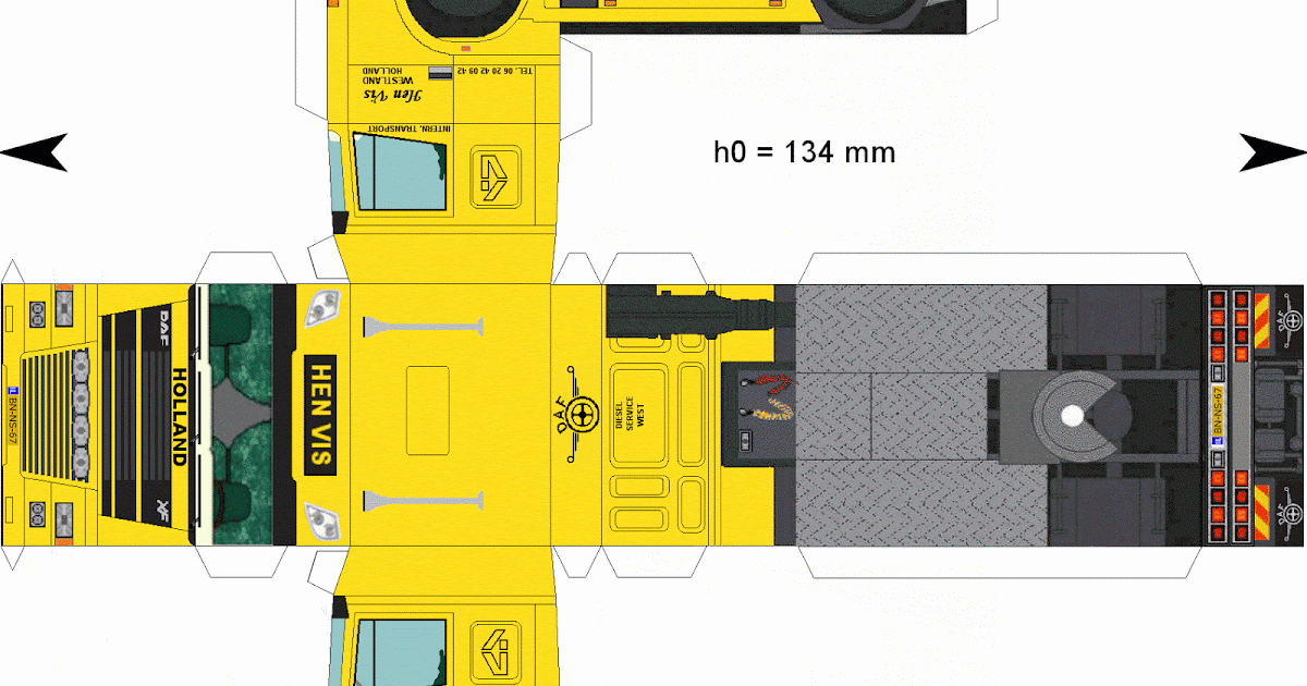 SP. Papel Modelismo: PaperCraft DAF XF Truck - Hen Vis