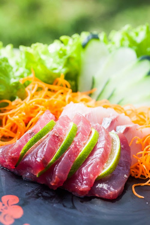 Pink e Dourado Culinária: Sashimi de atum