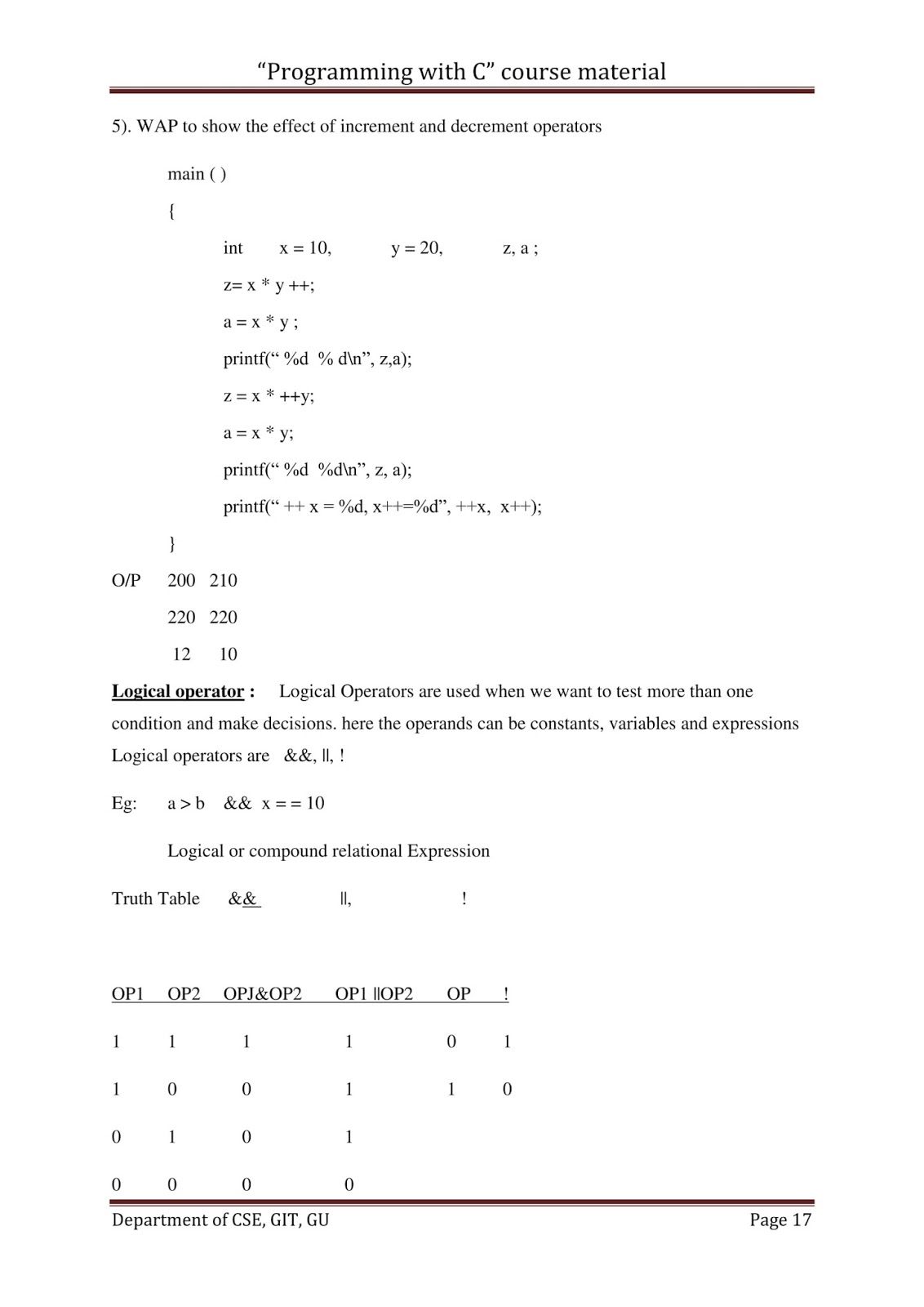 Dr. Mrinal Paliwal Blog: Basic Program Structure and Operators