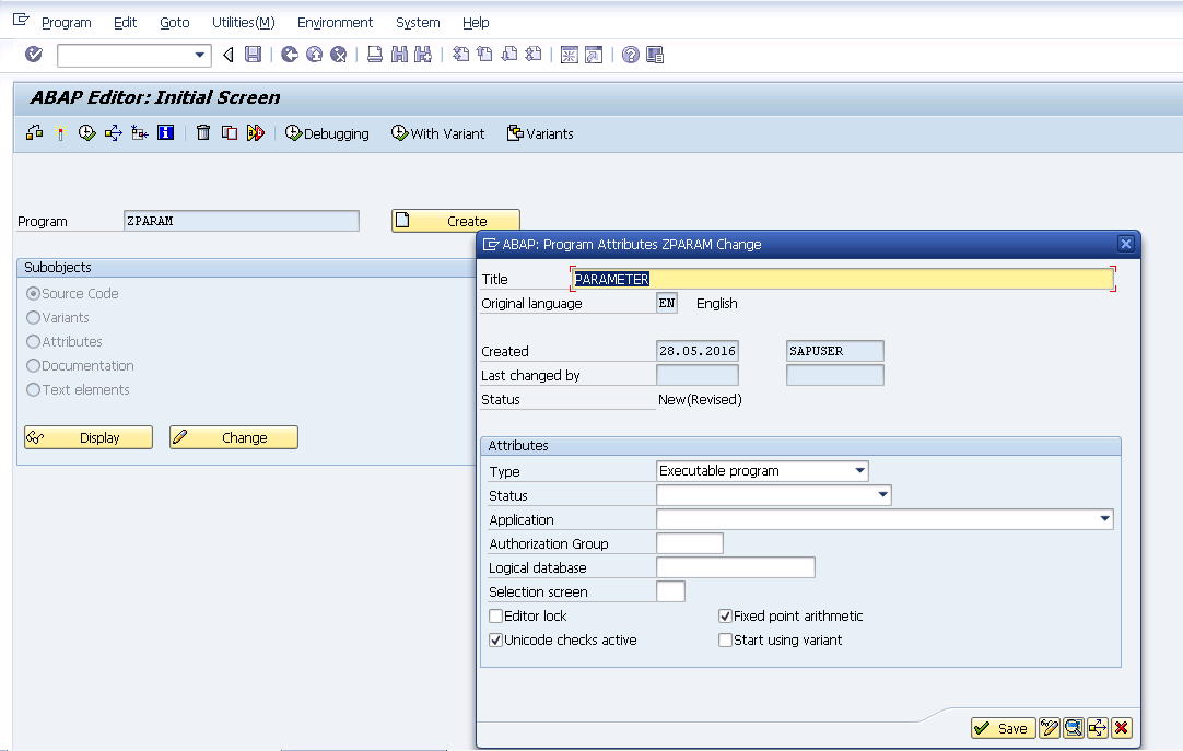 SAP TECH: Parameters