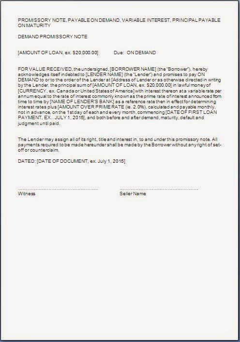 DEMAND PROMISSORY NOTE FORMAT