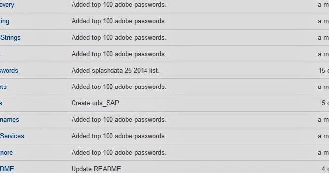 [SecLists] Collection of multiple types of lists used during security ...