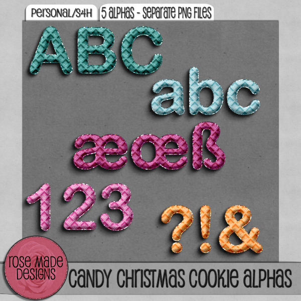 RoseMade Designs: SYHO Blog Train Freebie - Candy Christmas Striped Alphas