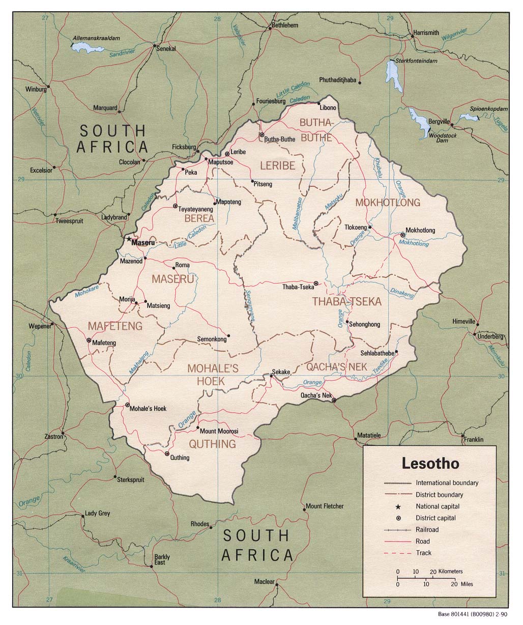 LESOTHO - GEOGRAPHICAL MAPS OF LESOTHO