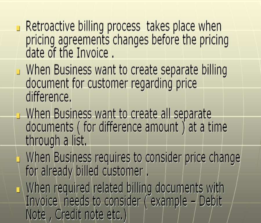 SAP Tutorials: Concept of SD Retroactive Billing