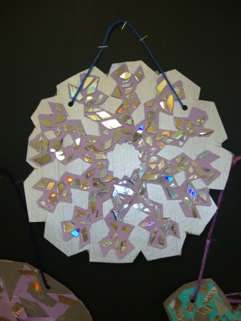 Thomas Elementary Art: Recycled CD Snowflake Mosaics by 4th Grade