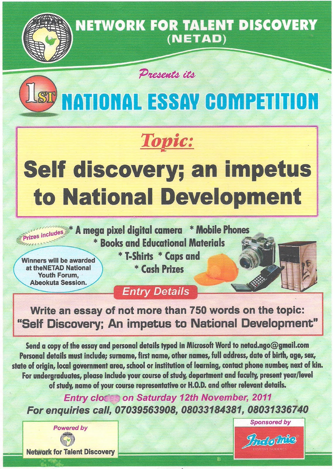 Introducing NETAD National Essay Competition ~ Damola Morenikeji | ADM