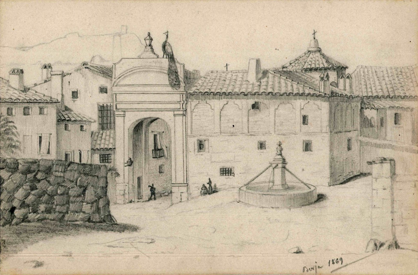 Centro de Estudios Borjanos: Antiguo dibujo de la plaza de San Francisco