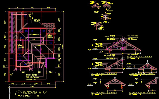 Cara Bikin Gambar Coreldraw Mudah: Gambar Kerja Atap Dan Kuda Kuda