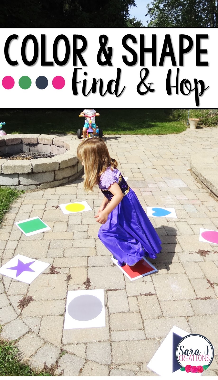 Color and Shape Gross Motor Ideas: Color Hop | Sara J Creations