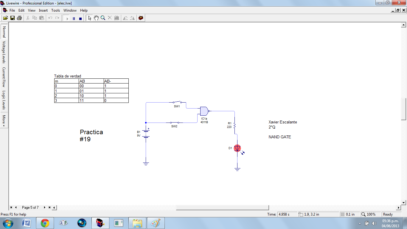 Electronica Cetis 71: Practica #19.- Compuertas Lógicas Livewire