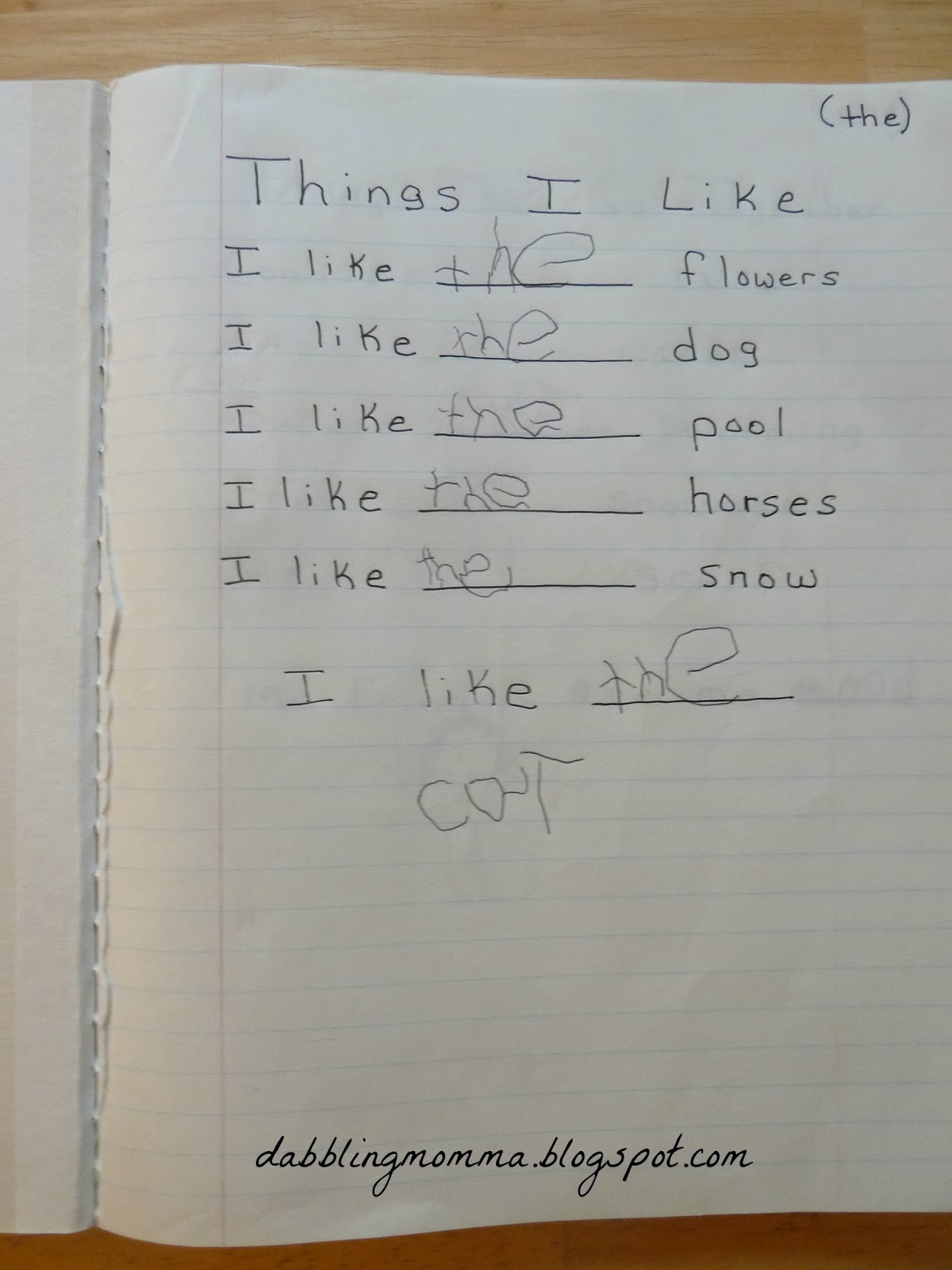 Dabblingmomma: Sight Word Journal