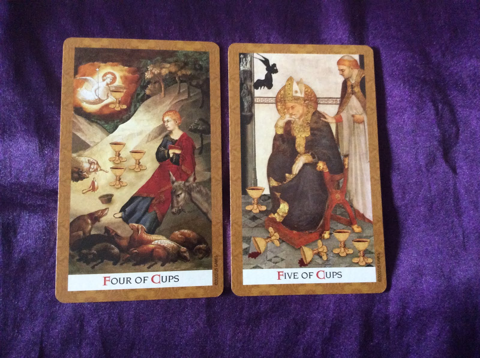 Katy's Tarot: Four of Cups and the Five of Cups