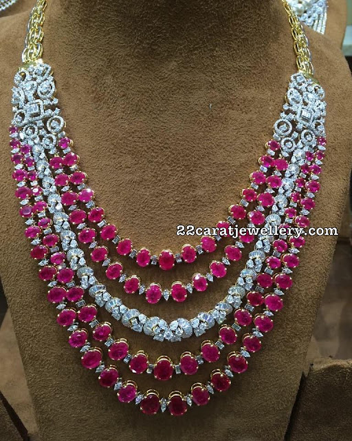 Ruby Diamond Layers Long Set by Musaddilal - Jewellery Designs