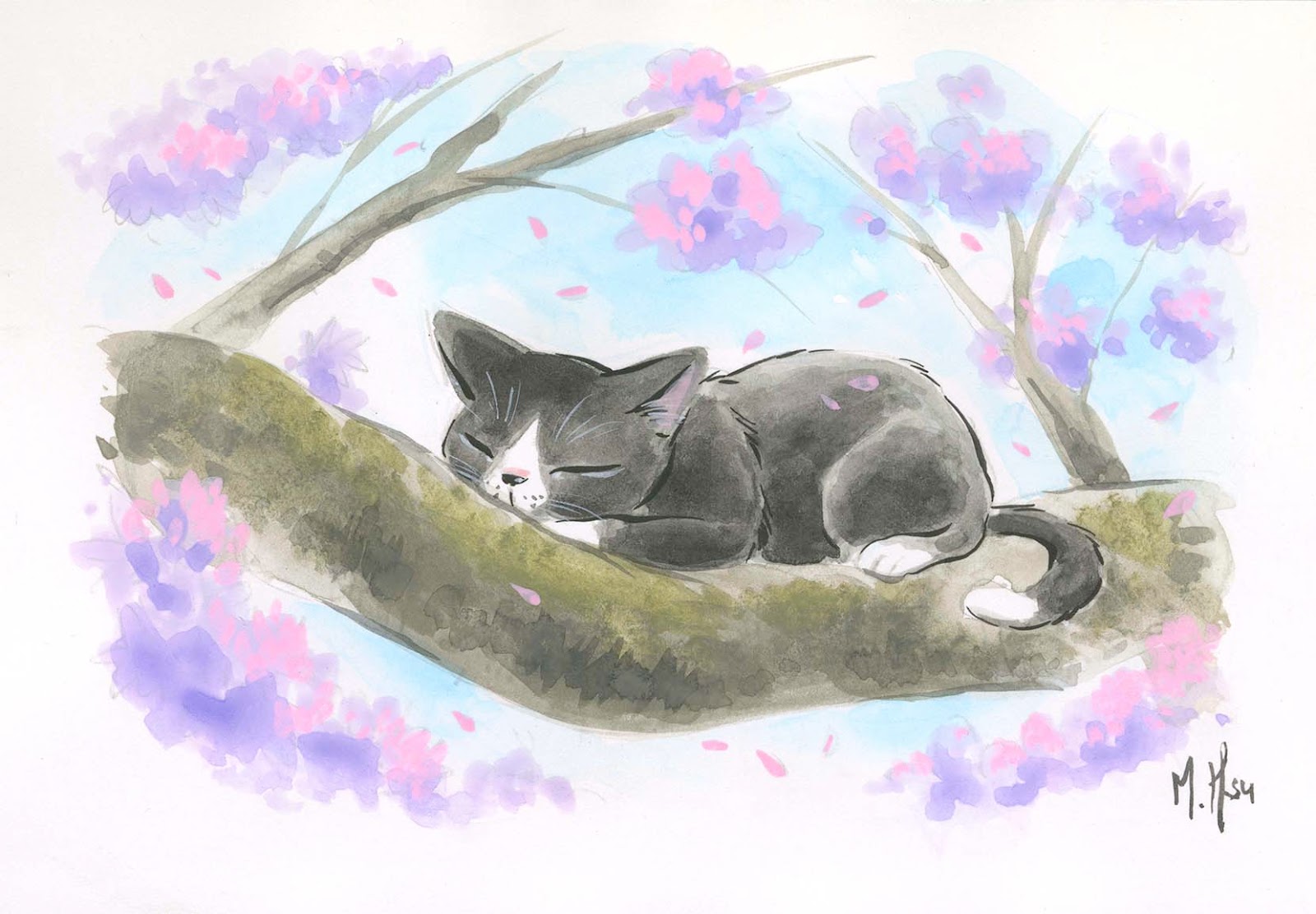 Martin Hsu Art: Cats and Sakura