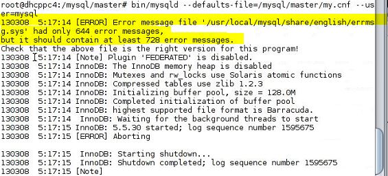 MYSQL: MYSQL : Error message file 'usr/local/mysql/share/english/errmsg ...