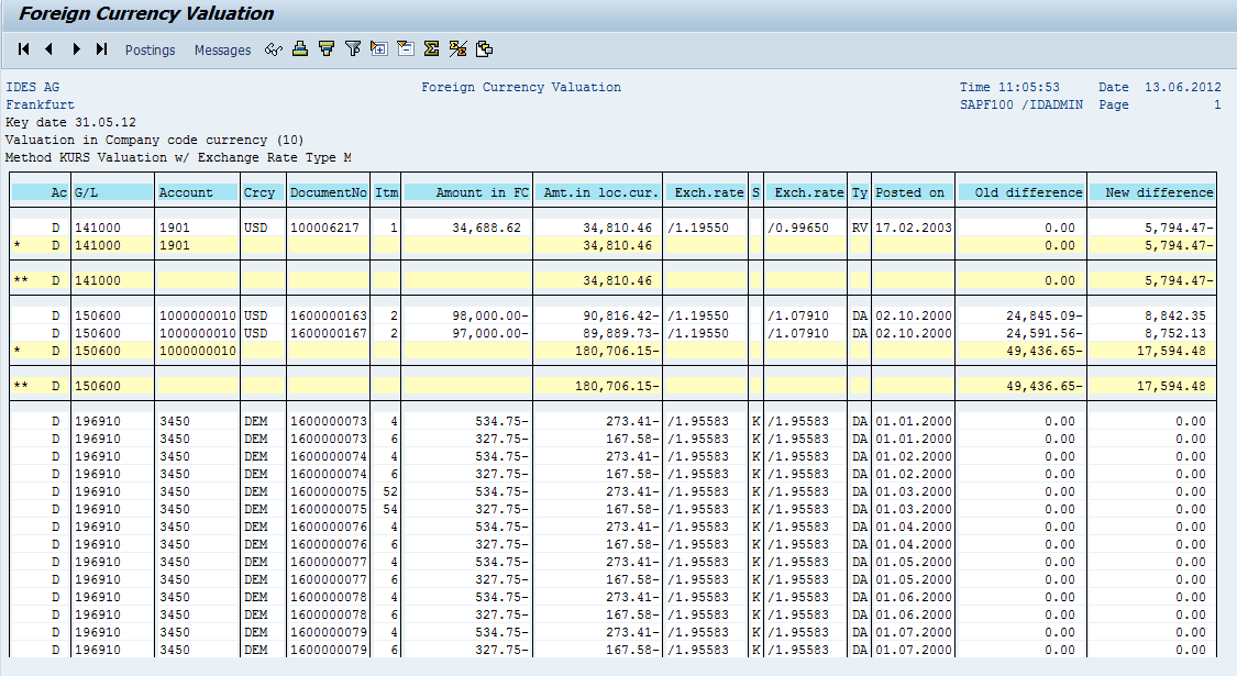 SAP FICO Central: Month End Closing – Foreign Currency Revaluation