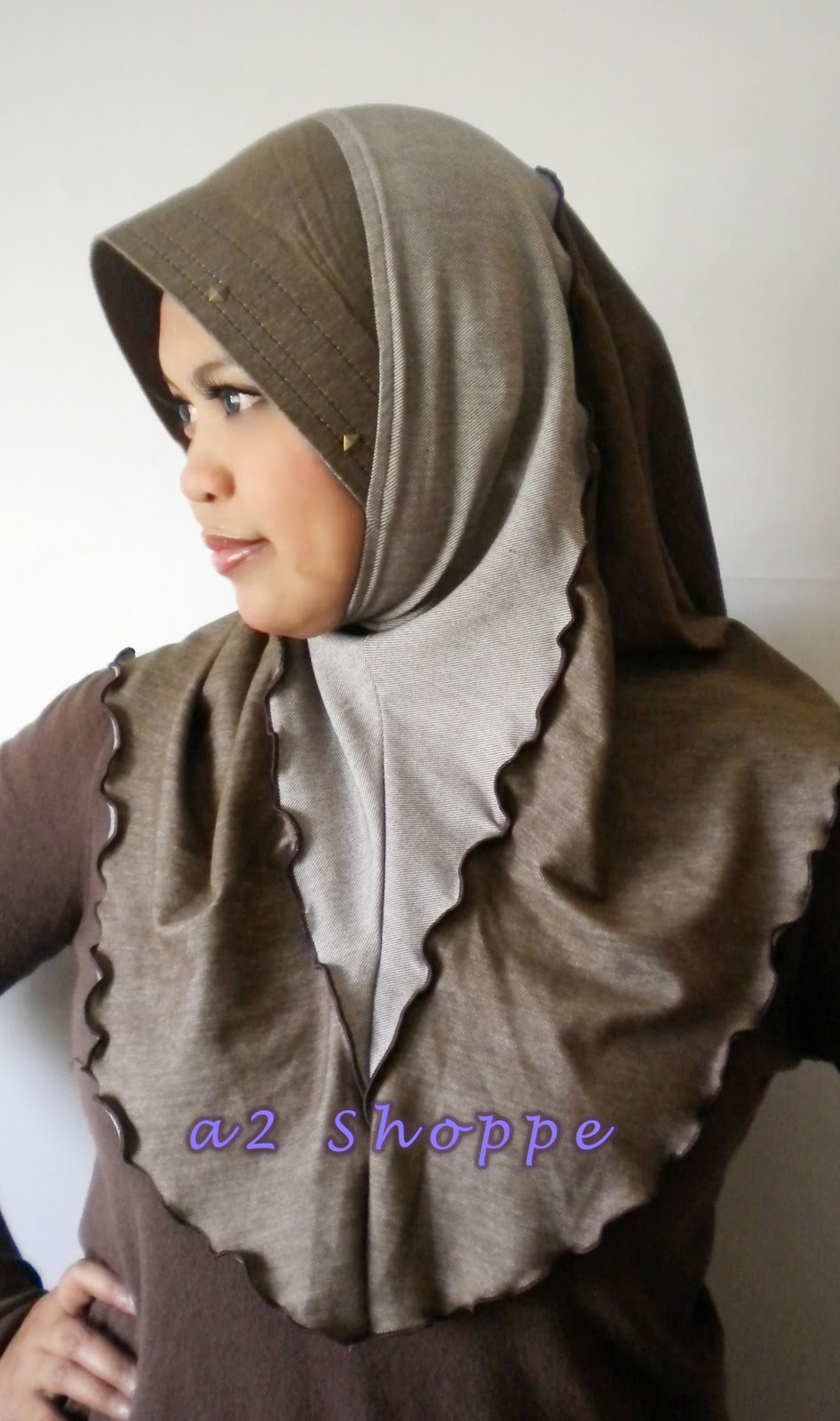 A2 shoppe: Tudung Ekspress Button Denim & Tudung Renda