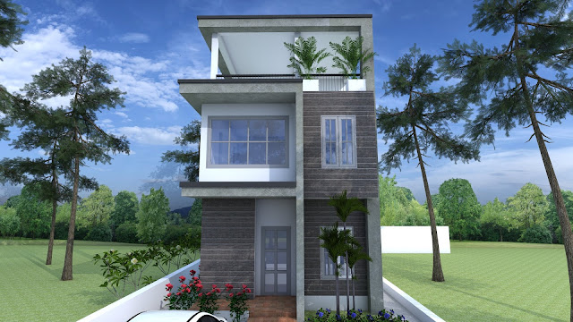 SketchUp Modern Home Plan 5.5x13m With 6 Bedroom - House Plan Map