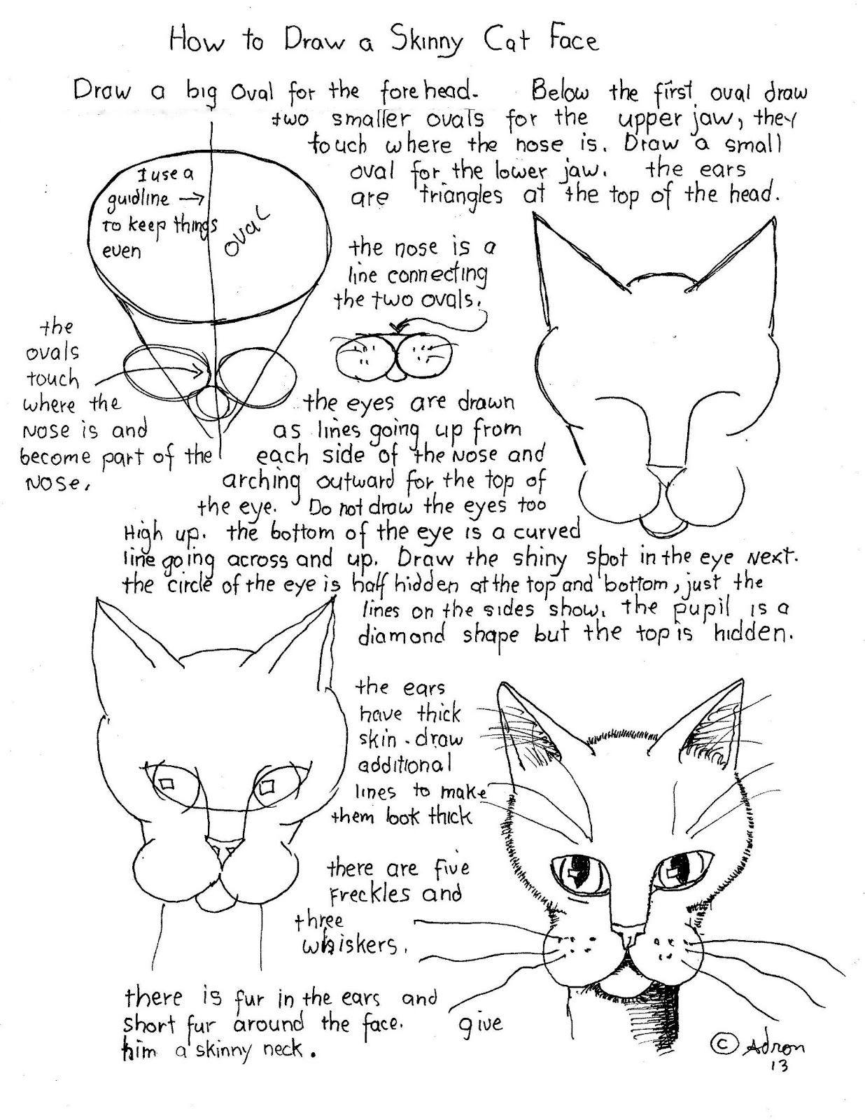 How to Draw Worksheets for The Young Artist: How to Draw A Skinny Cat ...