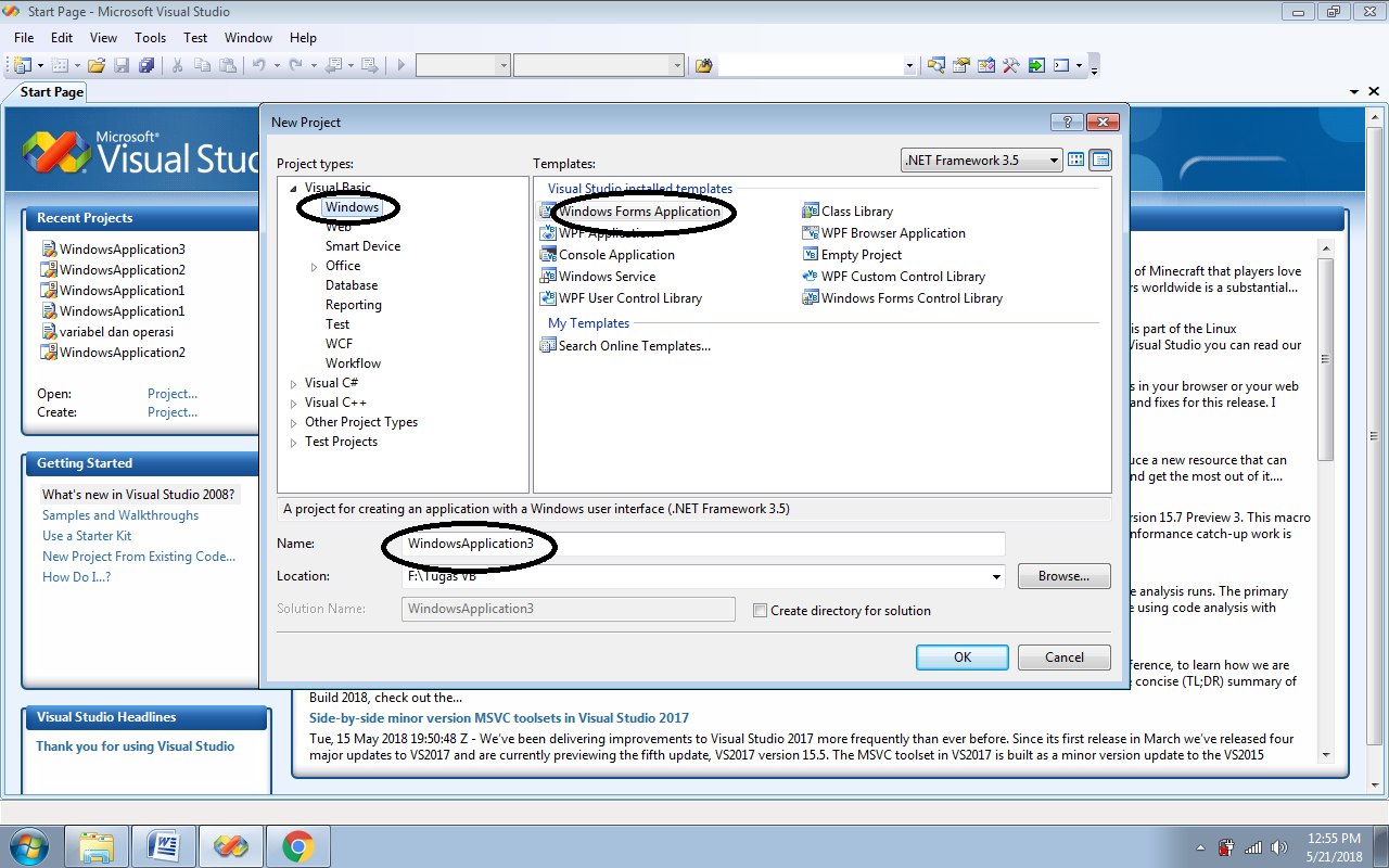 PEMOGRAMAN VISUAL : Contoh Sederhana Visual Basic 2008
