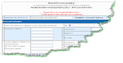 BEL Recruitment 2012 (Engineer & HR) Notification Eligibility Forms ...