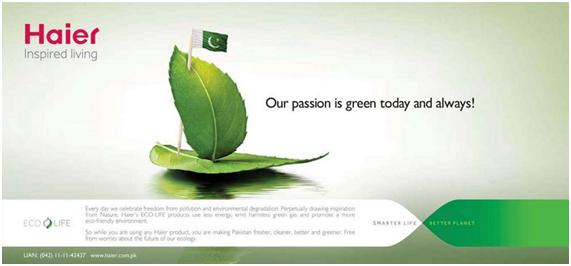 Advertising in Pakistan: Haier Inspired living | Our passion is green ...