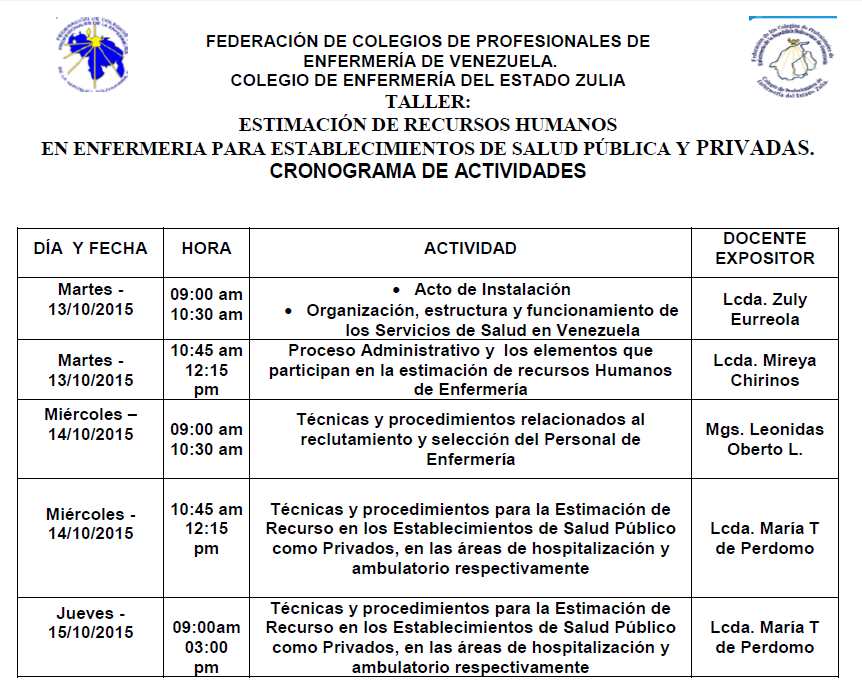ENFERMERIA DEL ZULIA: PROGRAMA DE EDUCACIÓN CONTINUA.