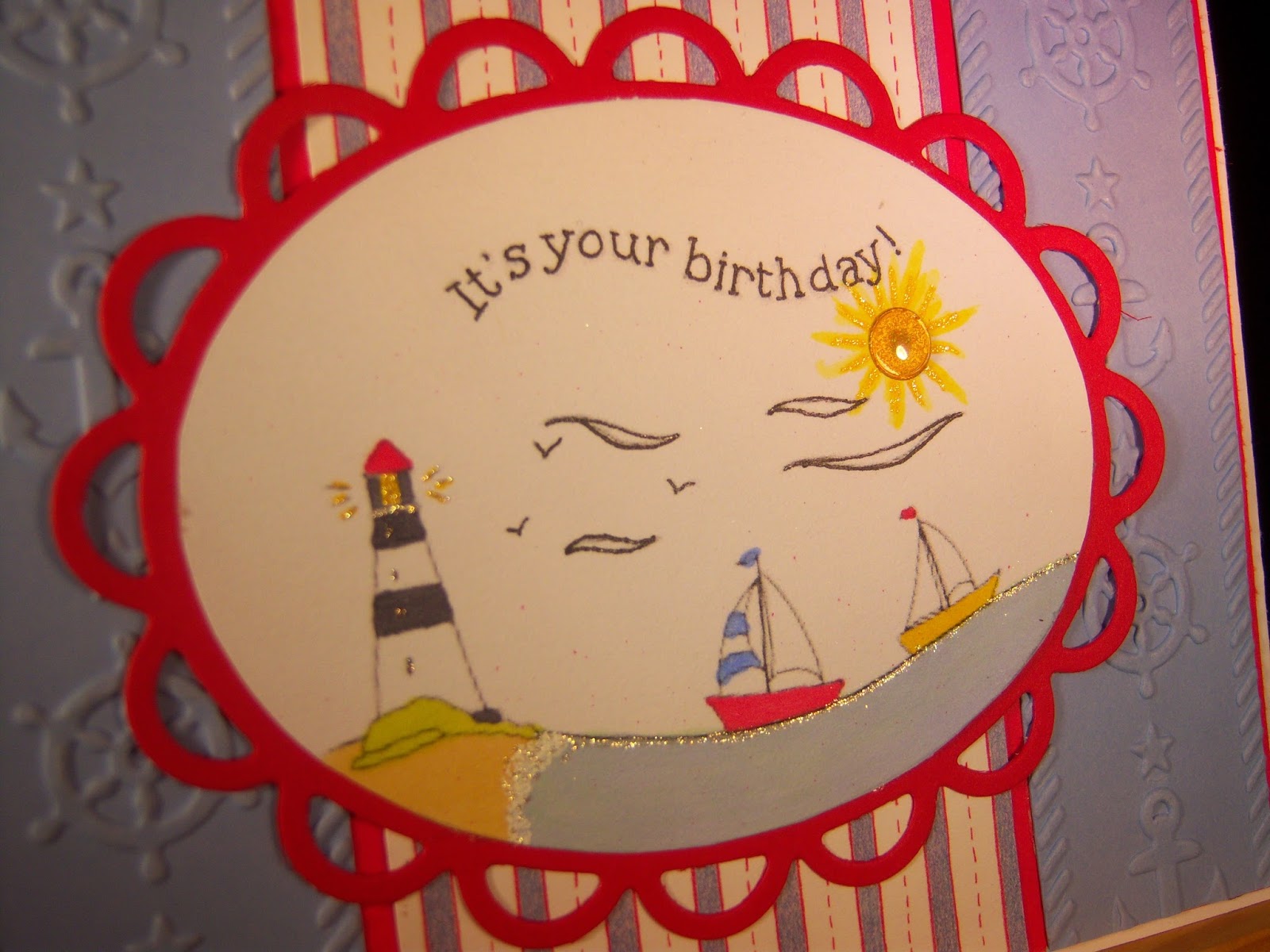 Scrap-n-Sew Granny: It's Your Birthday Boat Scene Card