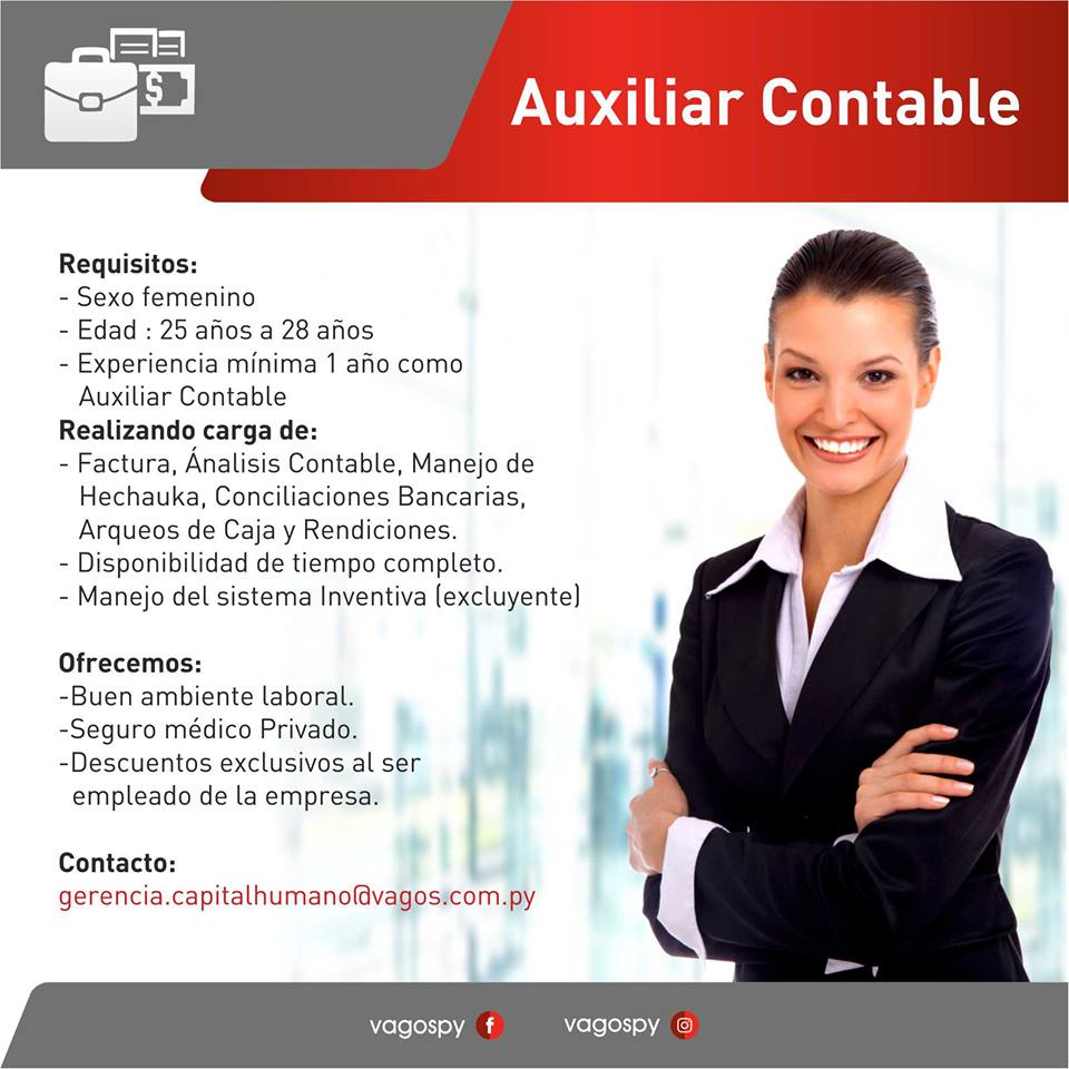 SE BUSCA AUXILIAR CONTABLE | 💼 BOLSA DE TRABAJO PARAGUAY EMPLEOS