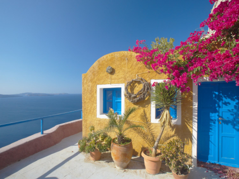 Santorini homes designs exterior views Greece.