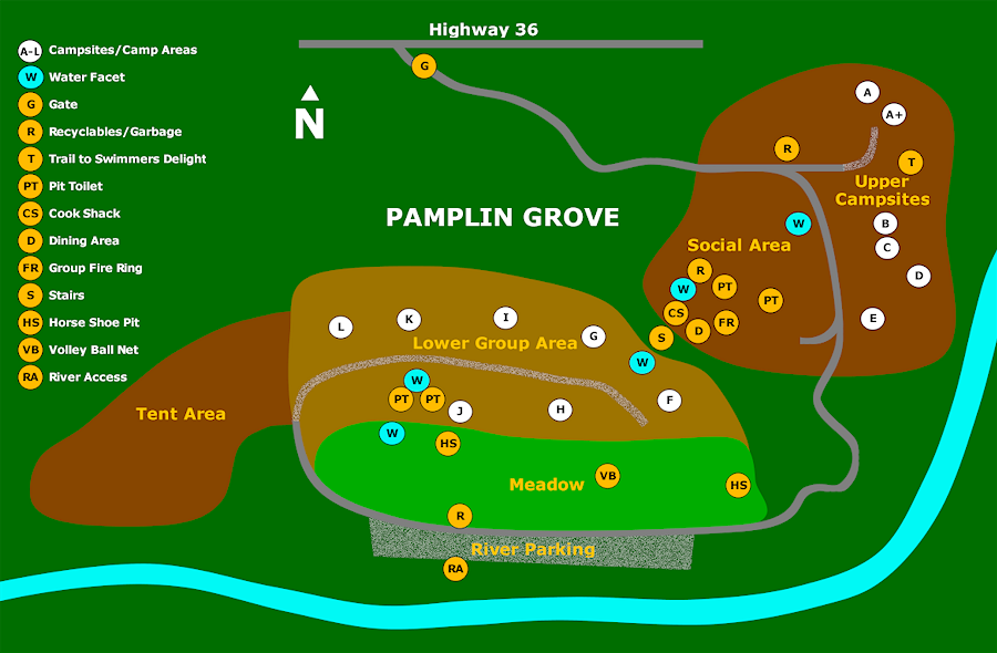 Richard Salzman: Map of Pamplin Grove campground