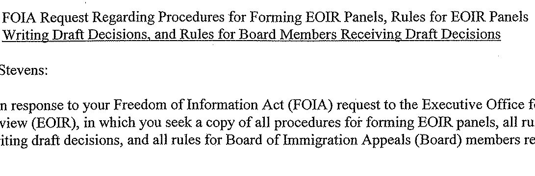 States Without Nations: FOIA Response from EOIR: Guidelines, Rules, E ...