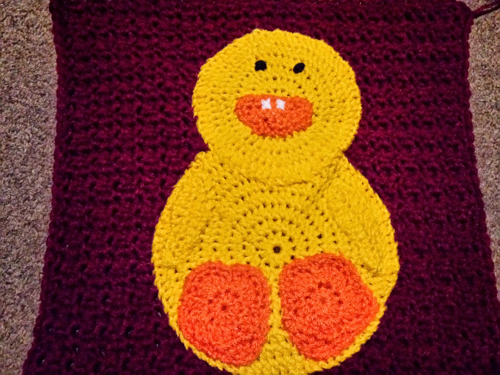 Blooming Lovely: WIP - Crochet - Farm Animals Blanket - Duck Applique