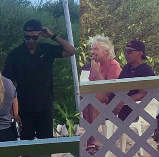 VACATION MODE: FORMER PRESIDENT OBAMA SPOTTED WITH RICHARD BRANSON ON ...