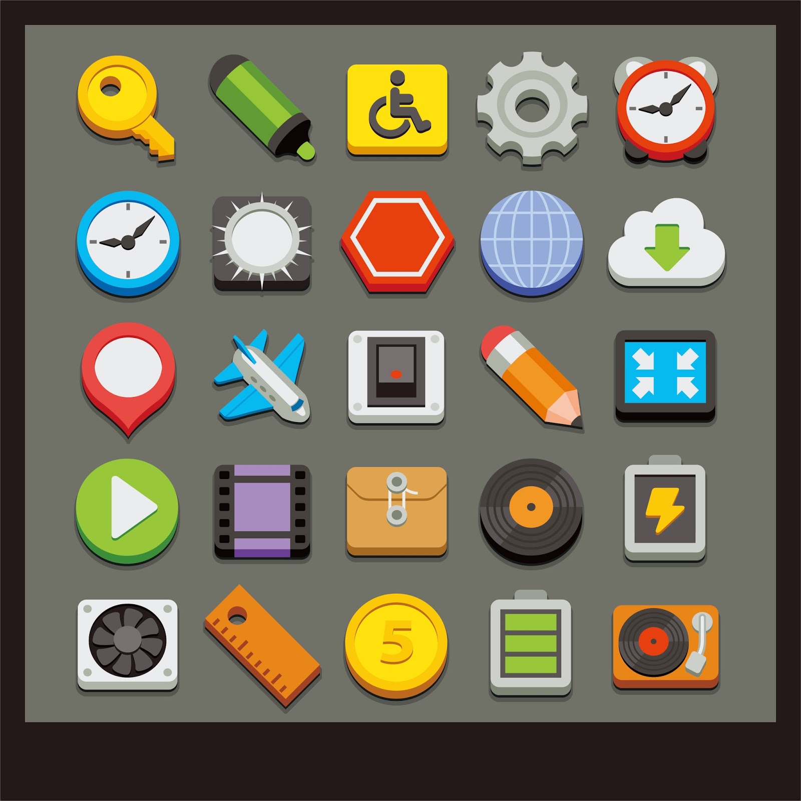 Template CorelDraw Vector Flat Icons - EIO ARTS