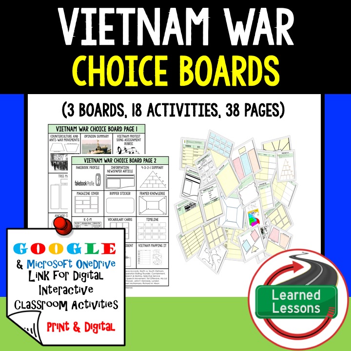 American History Digital Learning Classroom Choice Boards - Learned ...