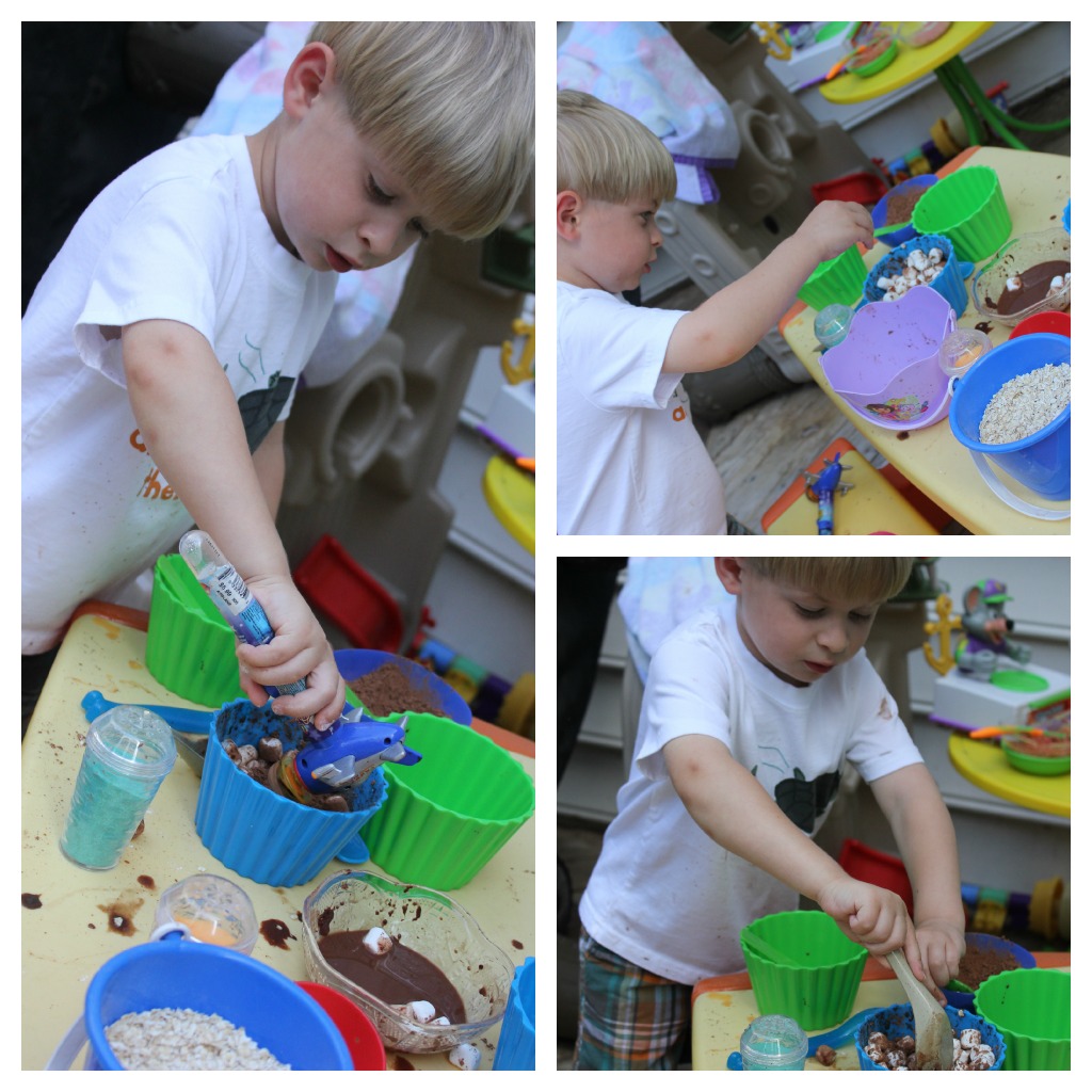 Momma's Fun World: Marshmallow-Oatmeal mud pie sensory