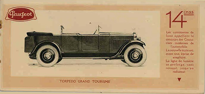 .: Brochure Peugeot 14 CV 1927
