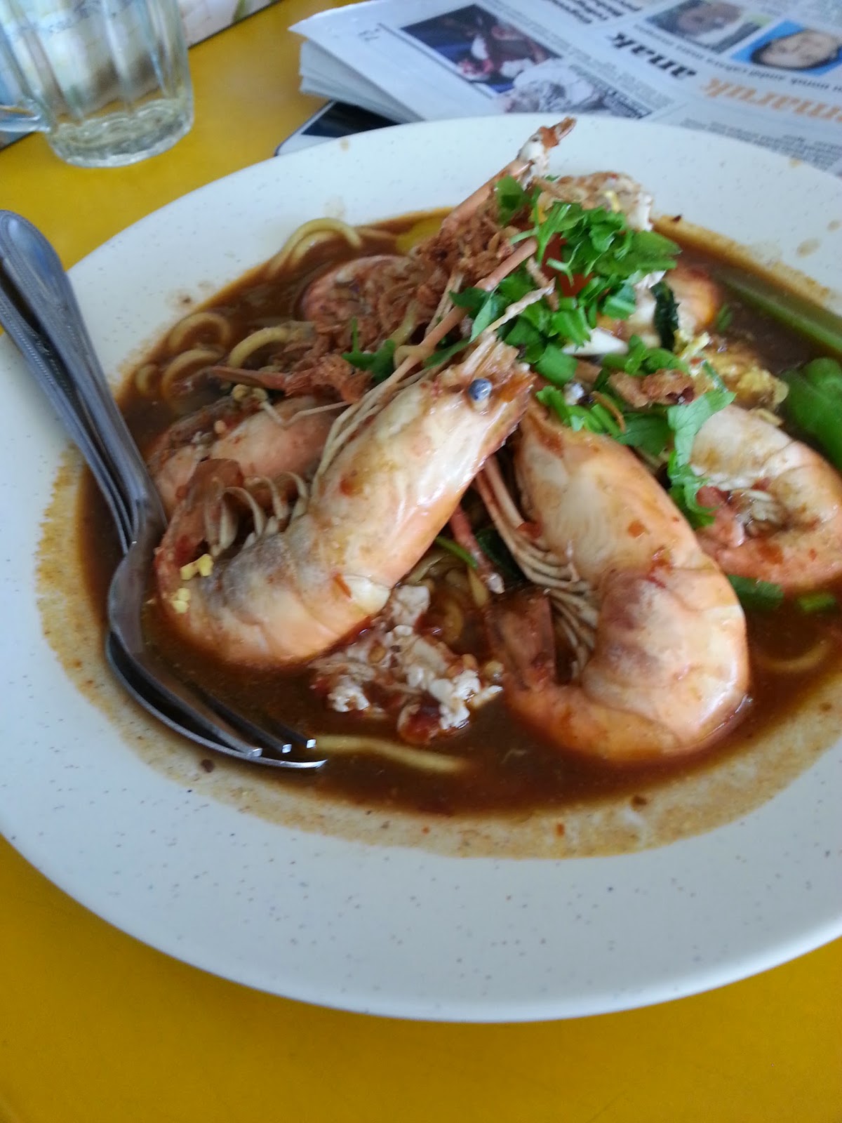 " SEBUAH PERJALANAN": Mee Bandung Udang Galah live in Kulai, Johor