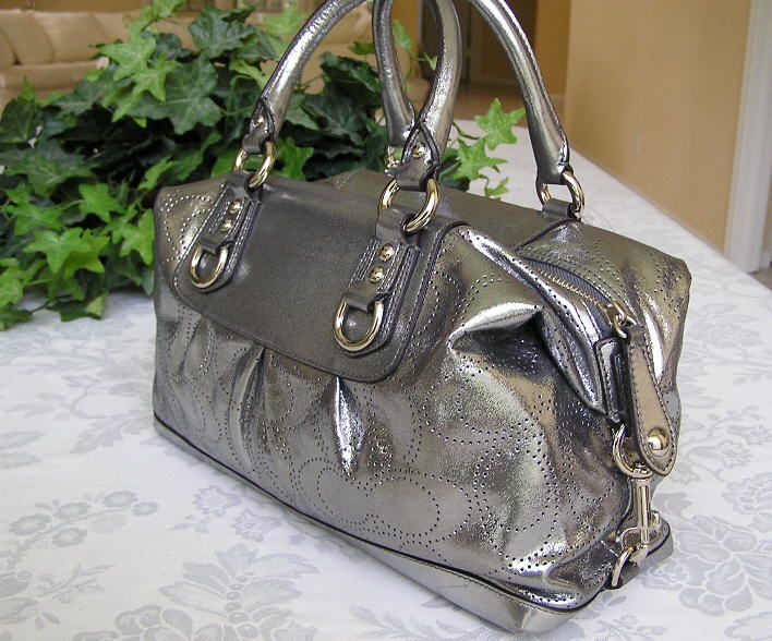 MAD FOR COACH: Coach Ashley Perforated Leather Satchel Bag Gunmetal (17130)